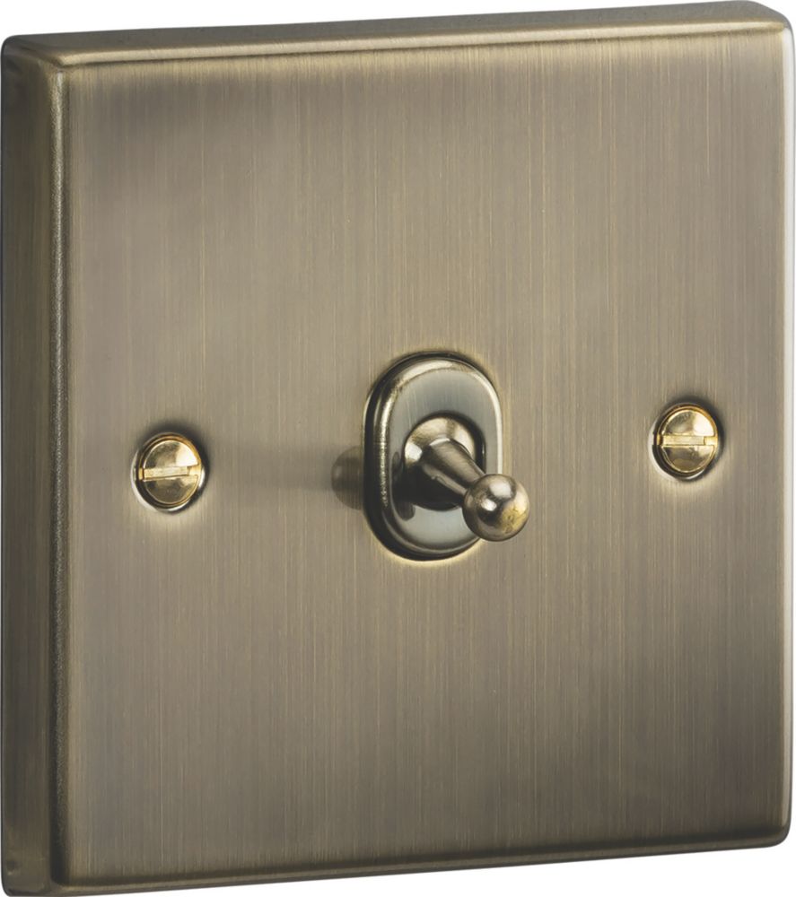 Knightsbridge 10AX 1-Gang 2-Way Light Switch Antique Brass - Screwfix