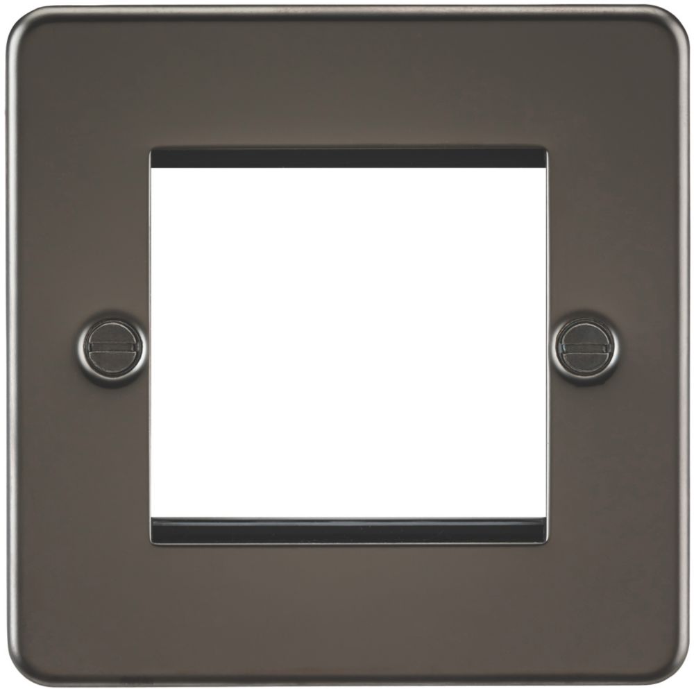 Knightsbridge Flat Plate 2-Module Modular Faceplate Gunmetal - Screwfix