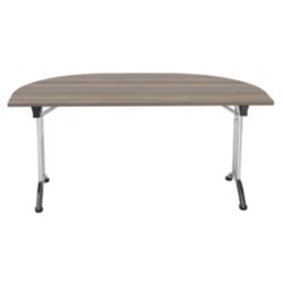 TC Group One Union Semi-Circular Folding Table Grey Oak/Chrome 1600mm x ...