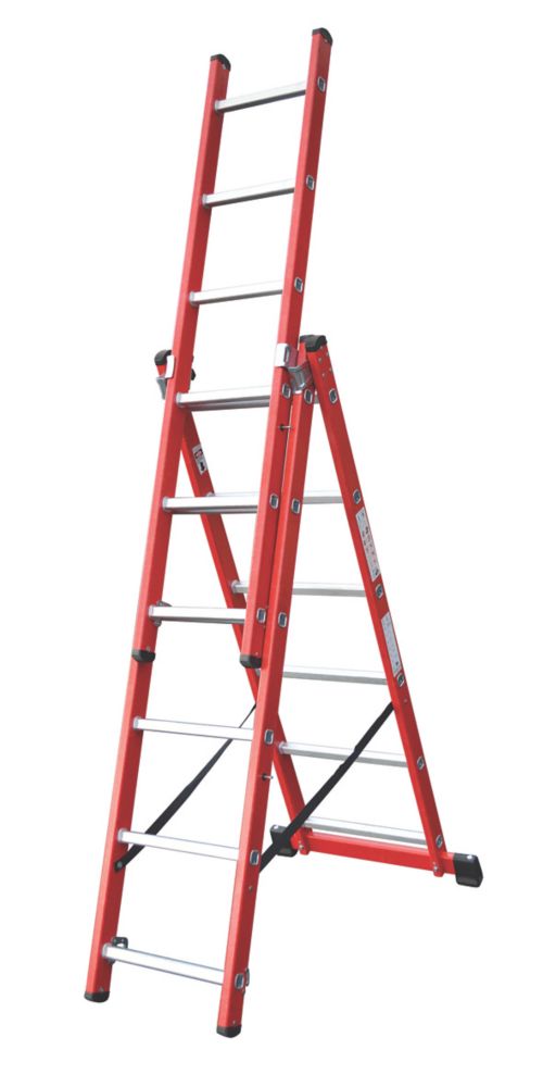Lyte 3-Section 3-Way Fibreglass Combination Ladder 3.28m | Stair ...