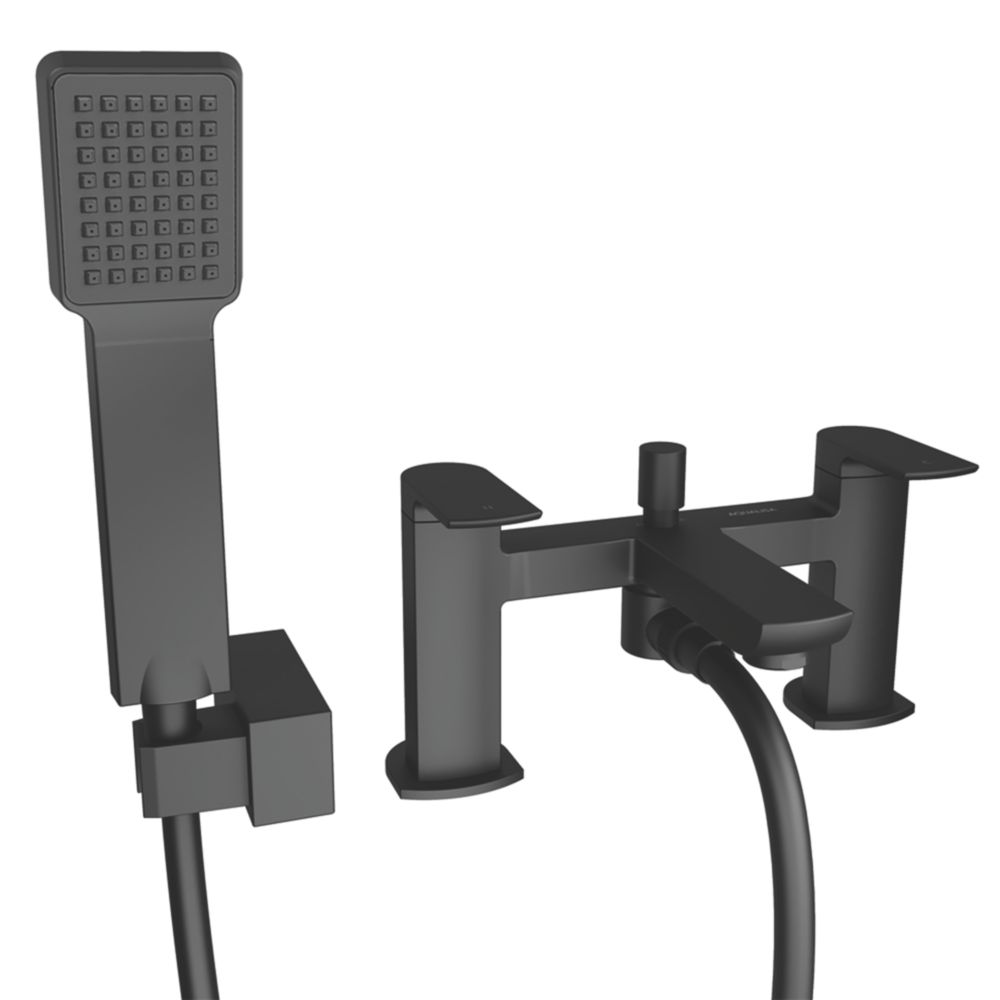 Aqualisa Downtown Black 121mm Deck Mounted Dual Control Manual Shower ...