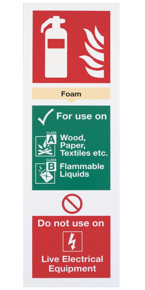 Non Photoluminescent Foam Extinguisher Sign 300mm x 100mm - Screwfix