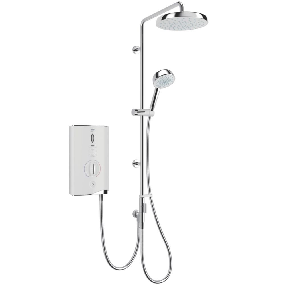 Mira Sport Max Dual with Airboost White/Chrome 10.8kW Electric Shower ...