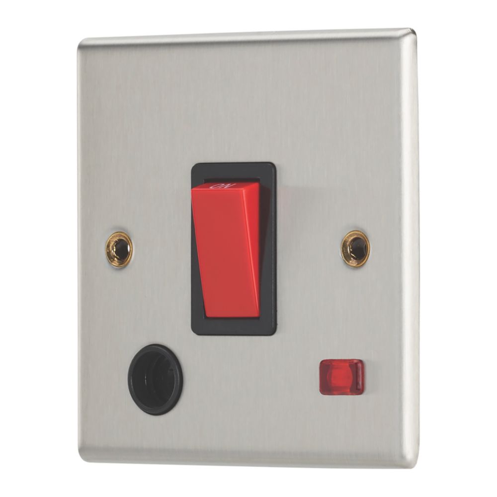 Contactum iConic 32A 1-Gang DP Control Switch & Flex Outlet Brushed ...