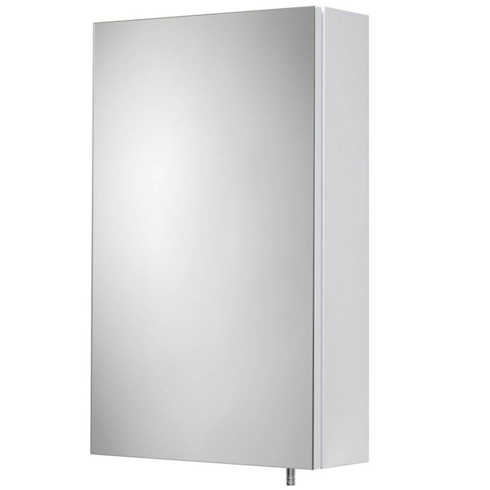 Croydex Dawley Mirrored Single-Door Cabinet White Gloss 400mm x 100mm x ...