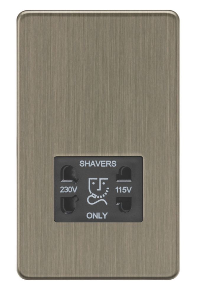 Knightsbridge Screwless 2-Gang Dual Voltage Shaver Socket 115/230V AC ...