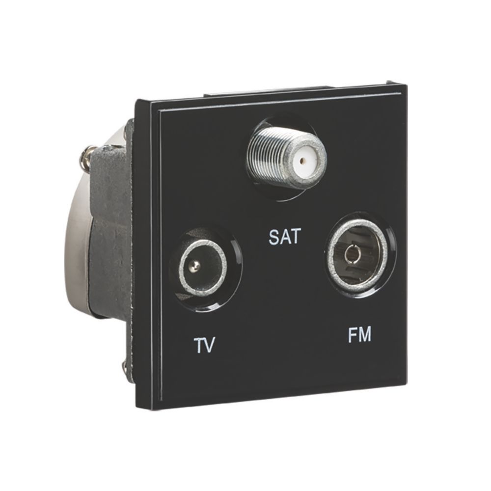 Knightsbridge Triplex Modular Multimedia Socket Black - Screwfix