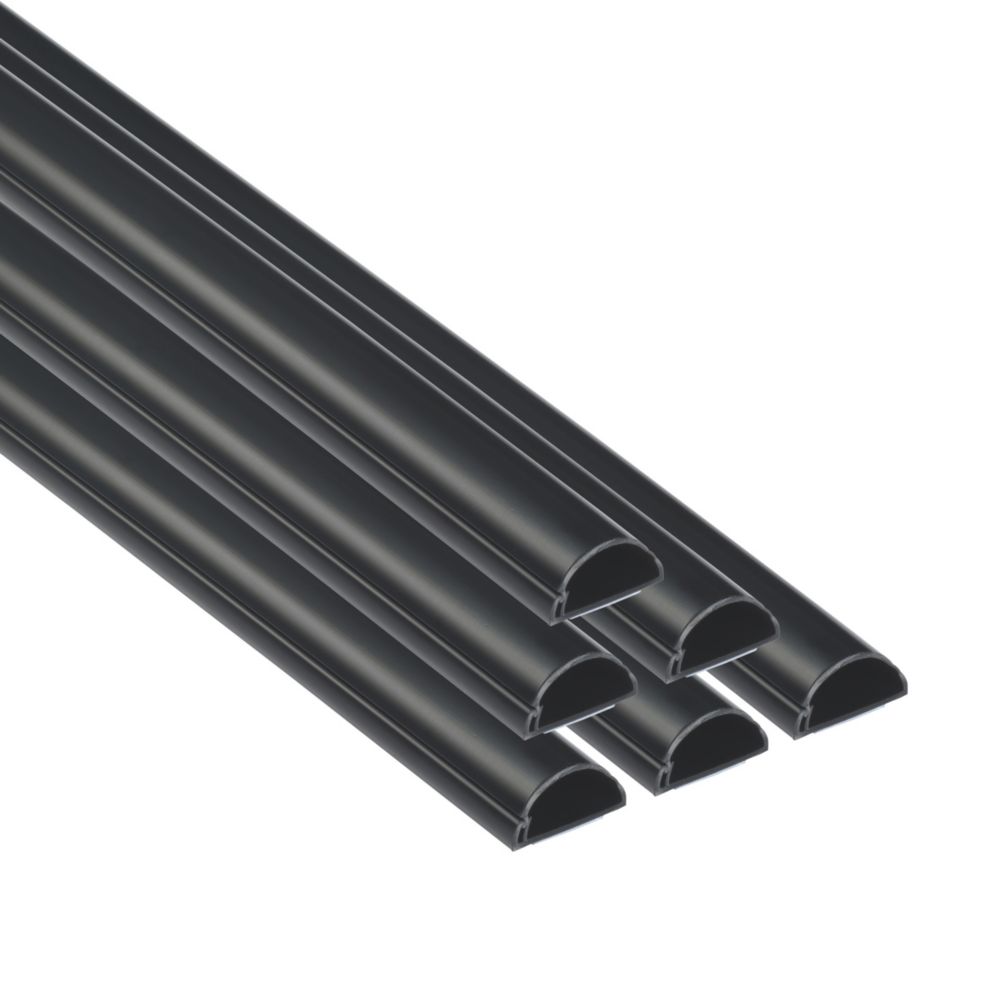 D-Line PVC Black Mini Trunking 30mm x 15mm x 2m 6 Pack - Screwfix