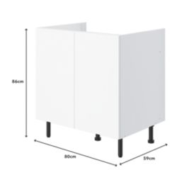 Pragma 2-Door Matt White 800mm x 590mm x 860mm Flat Packed Kitchen Base ...