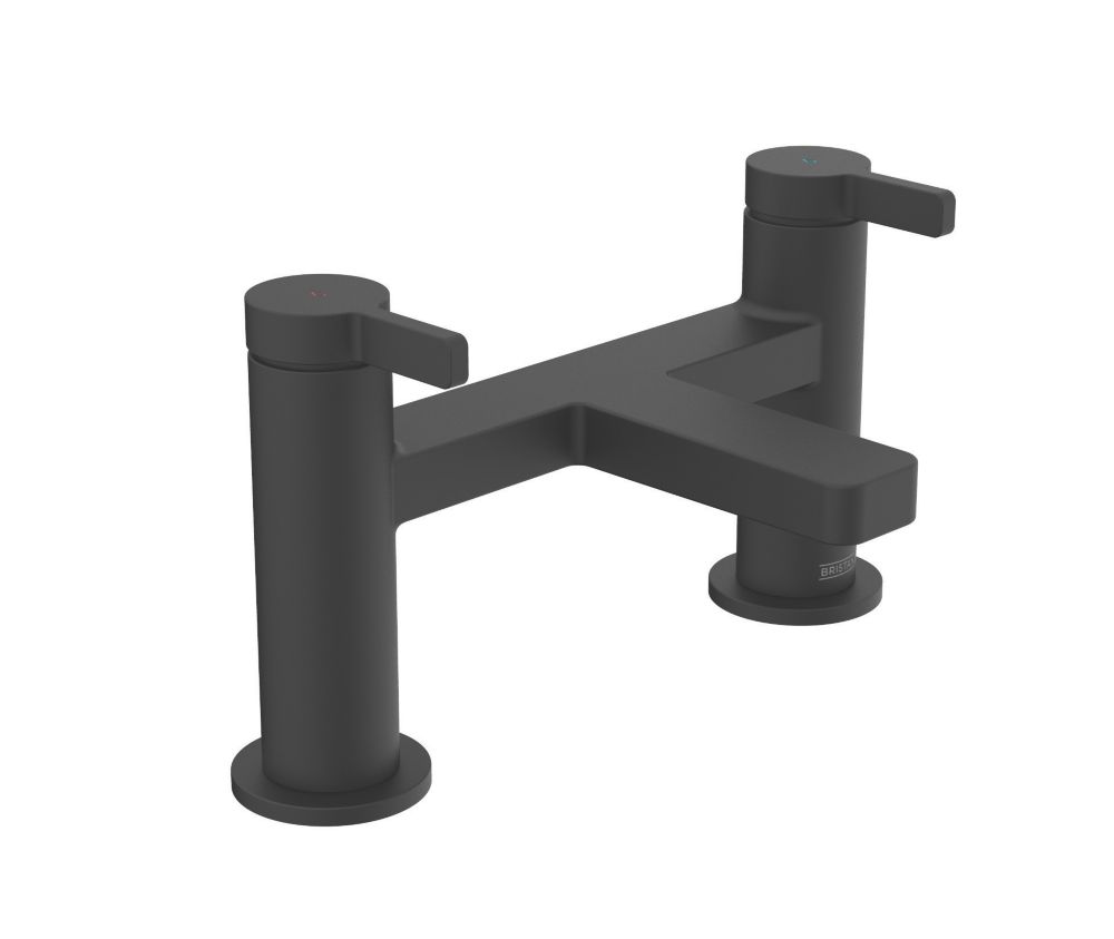 Bristan Elevar Black 129mm Deck Mounted Lever 2 Tap Holes Bath Mixer ...