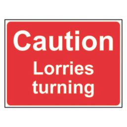 Essentials "Caution Lorries Turning" Sign 450mm x 600mm - Screwfix