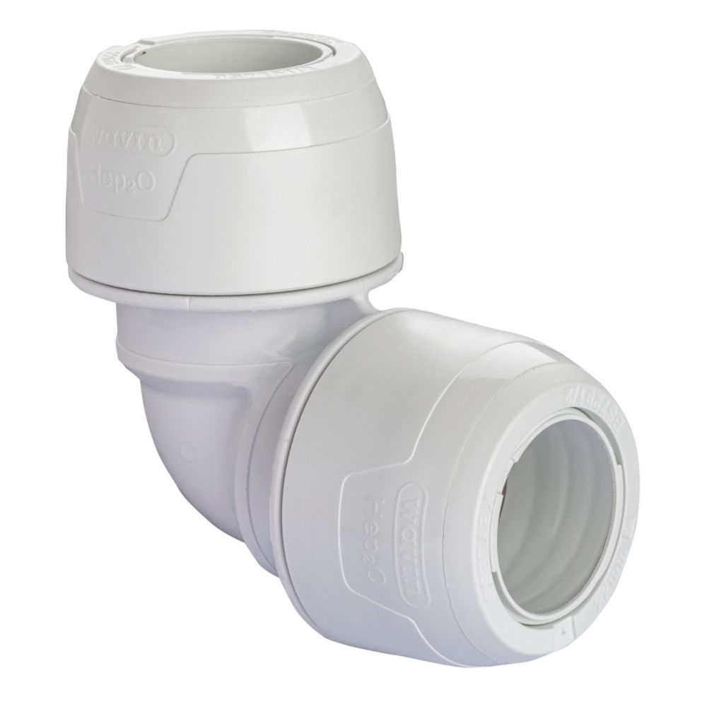 Hep2O Plastic Push-Fit Equal 90° Keyless Elbow 22mm 10 Pack - Screwfix