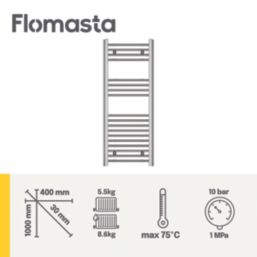 Flomasta 1000mm x 400mm 808BTU Chrome Flat Towel Radiator - Screwfix