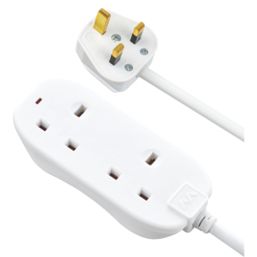 Masterplug 13A 2-Gang Unswitched Extension Lead White 10m - Screwfix