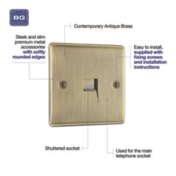 British General Nexus Metal 1-Gang Master Telephone Socket Antique ...