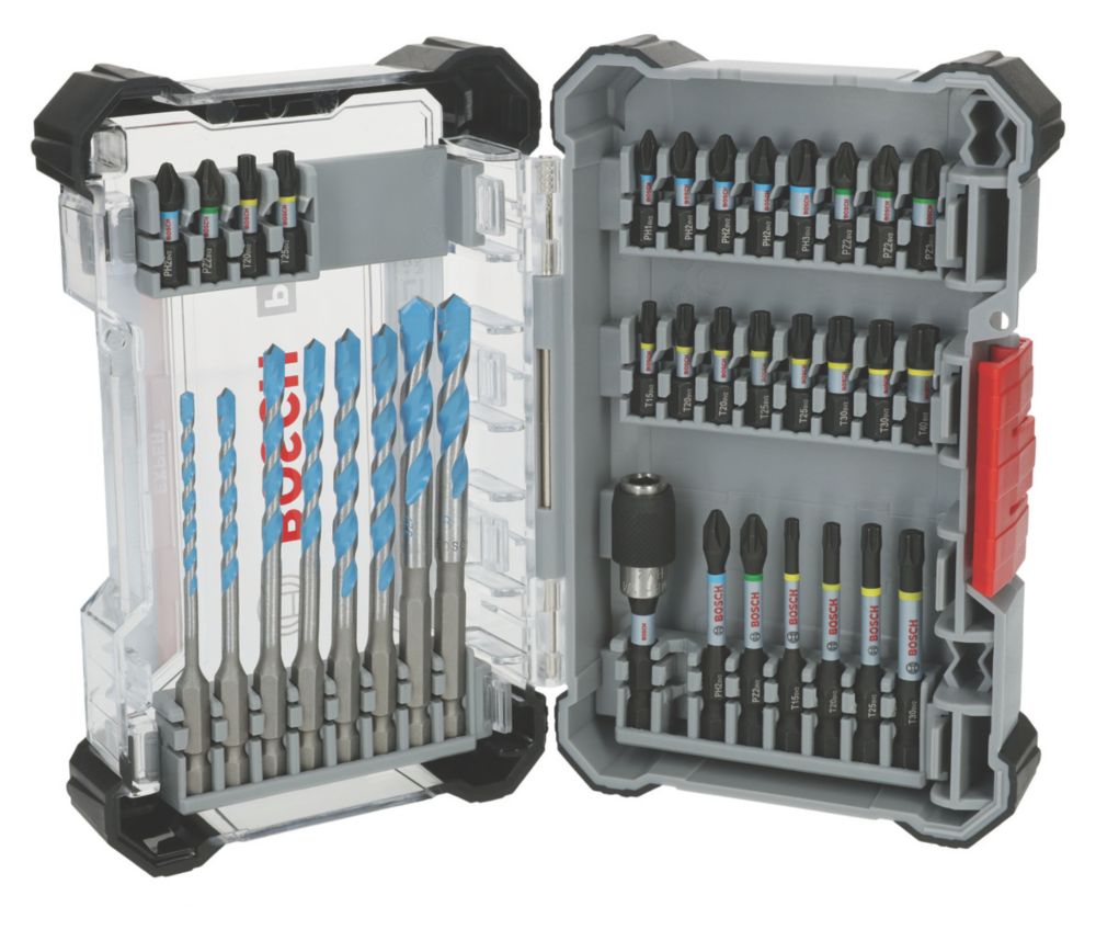 Bosch PRO Multi-Material Drill Bit & Impact Screwdriver Set 35 Pieces ...