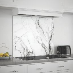Splashback Carrara Marble Grey/White Kitchen Splashback 900mm x 750mm x ...