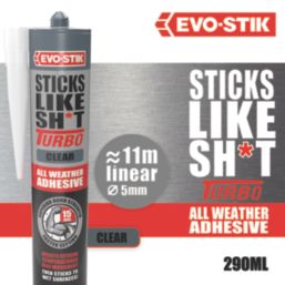 Evo-Stik Sticks Like Sh*t Turbo Solvent-Free Grab Adhesive Clear 290ml ...