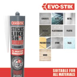Evo-Stik Sticks Like Sh*t Turbo Solvent-Free Grab Adhesive Clear 290ml ...