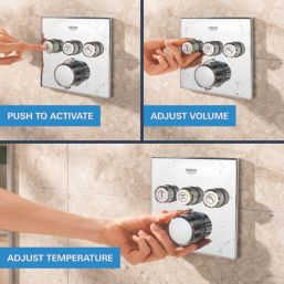 Grohe Precision SmartControl HP Rear-Fed Concealed Chrome Thermostatic Square Shower System 310 ...