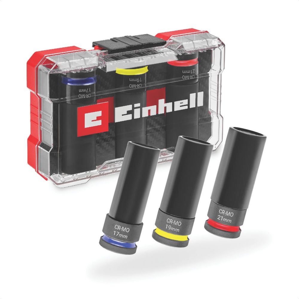 Einhell Square Shank Impact Socket Set 3 Pieces - Screwfix