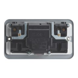 Contactum 13A 2-Gang 2-Pole Switched Metal Clad Passive RCD Socket with ...