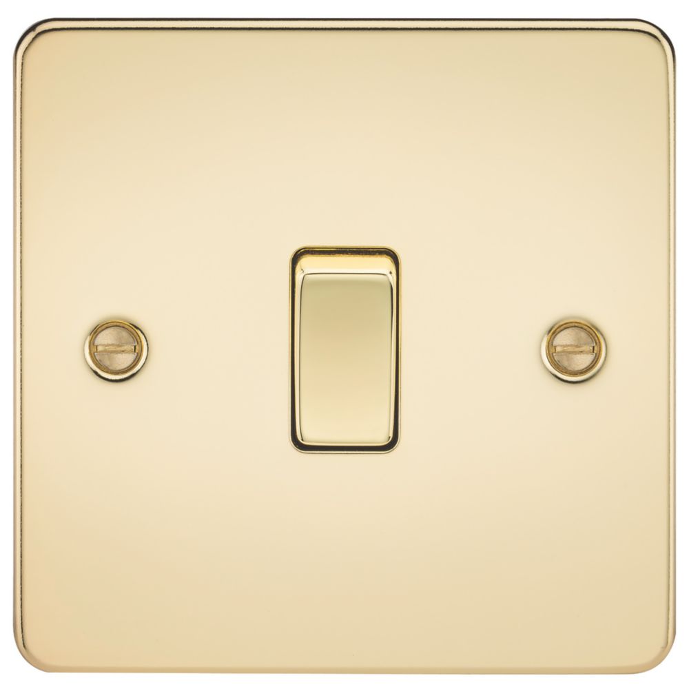 Knightsbridge 20A 1-Gang DP Control Switch Polished Brass - Screwfix