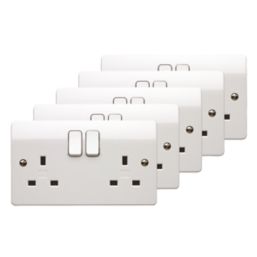 MK Logic Plus Rapid Fix 13A 2-Gang DP Switched Socket White with White ...