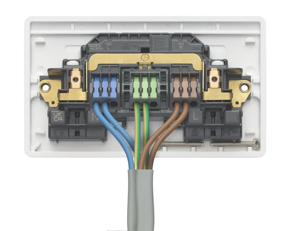 MK Logic Plus Rapid Fix 13A 2-Gang DP Switched Sockets White 5 Pack ...