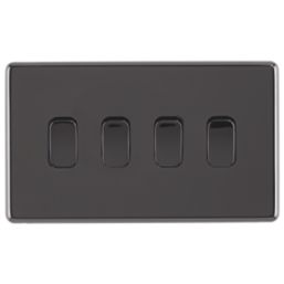 Arlec 10A 4-Gang 2-Way Light Switch Black Nickel - Screwfix