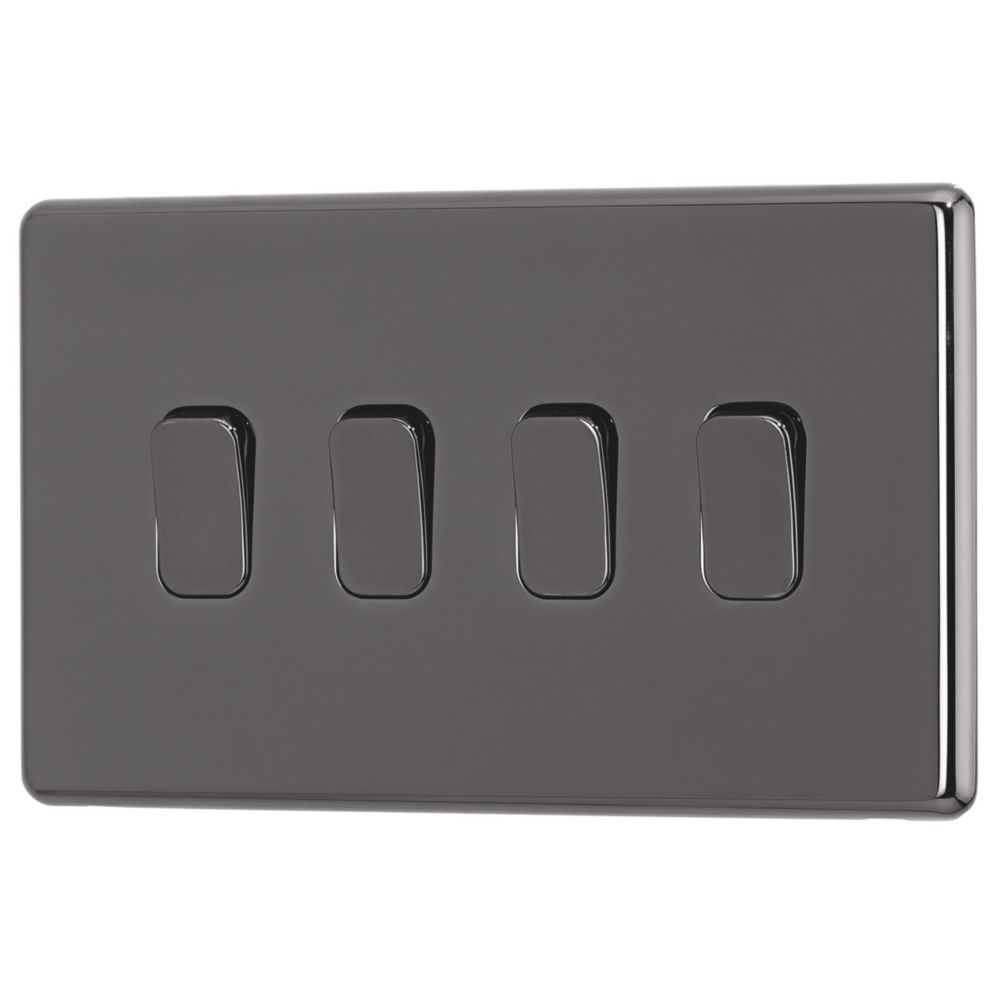 Arlec 10A 4-Gang 2-Way Light Switch Black Nickel - Screwfix