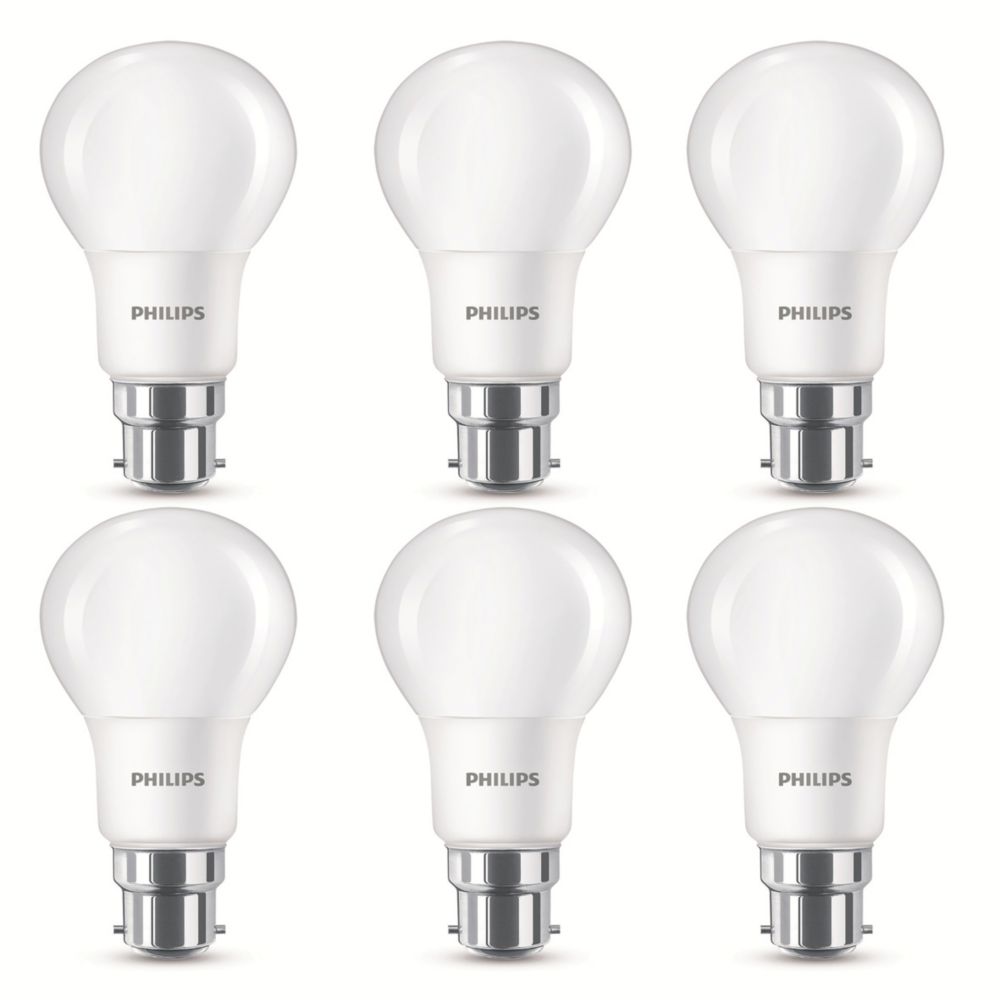 Philips B22 A60 LED Light Bulb 470lm 4.9W 6 Pack - Screwfix