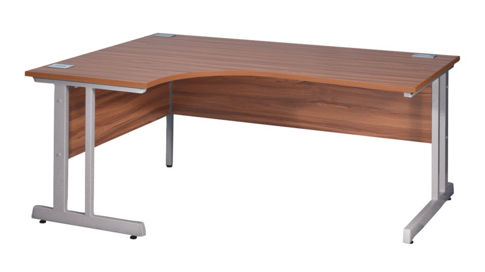 Nautilus Designs Aspire Left-Hand Corner Ergonomic Desk Walnut /Silver ...