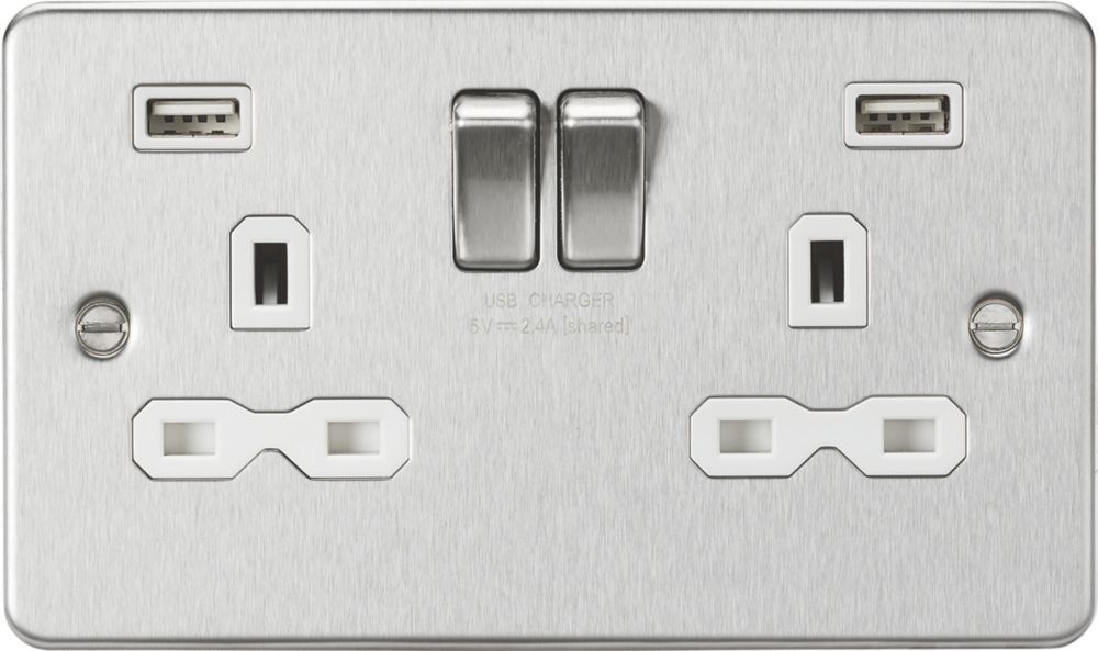 Knightsbridge 13A 2-Gang SP Switched Socket + 2.4A 12W 2-Outlet Type A ...