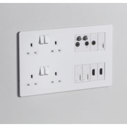 Knightsbridge SFR298MW 13A 4-Gang DP Combination Plate Matt White with ...