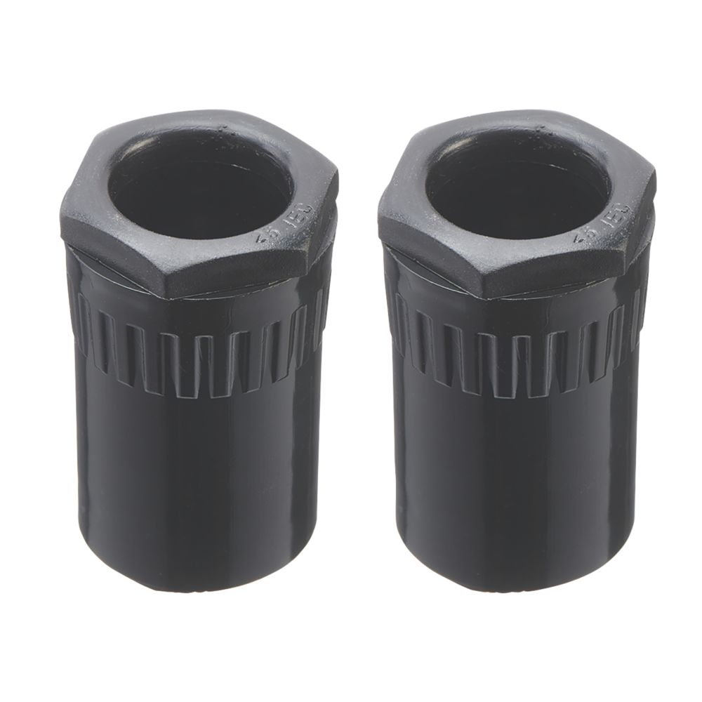 Deta TTE Female Conduit Adaptors 25mm Black 2 Pack - Screwfix