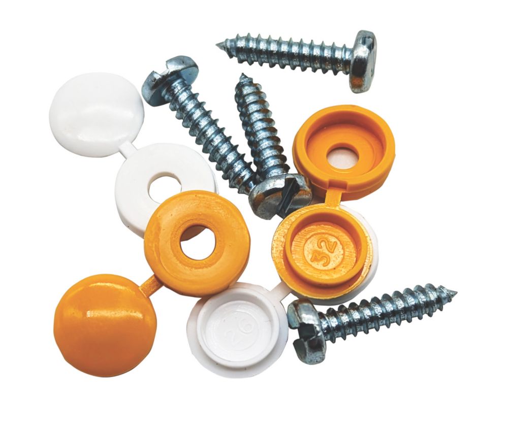 Pearl Consumables Slotted Self Tapping Yellow/White Number Plate Screws ...