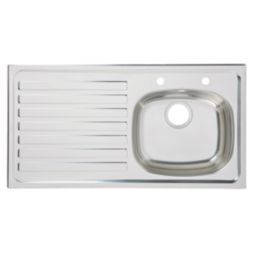 Essentials 1 Bowl Stainless Steel Kitchen Sink & LH Drainer 940mm x ...