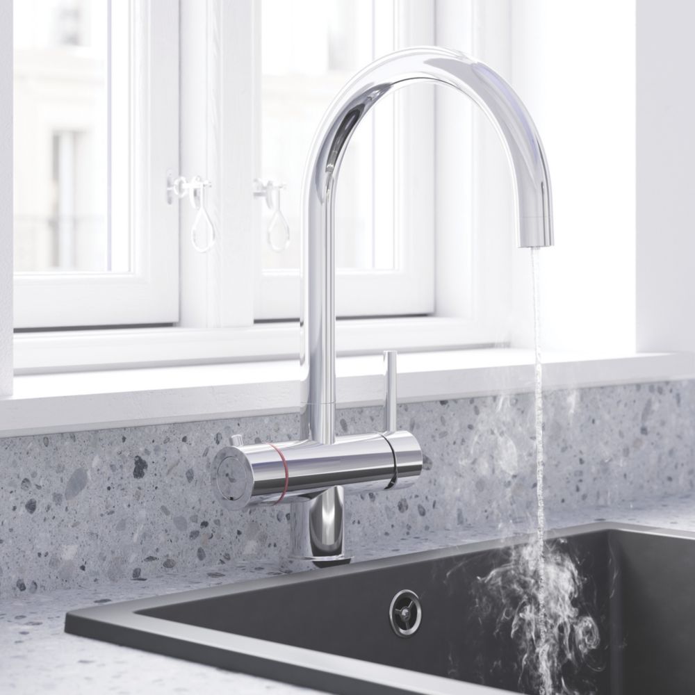 Swirl 3-in-1 Instant Boiling Water Tap Chrome - Screwfix
