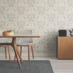 LickPro White Damask 01 Wallpaper Roll 52cm x 10m - Screwfix
