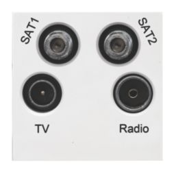 LAP Quadruplex Modular Multimedia Socket White - Screwfix