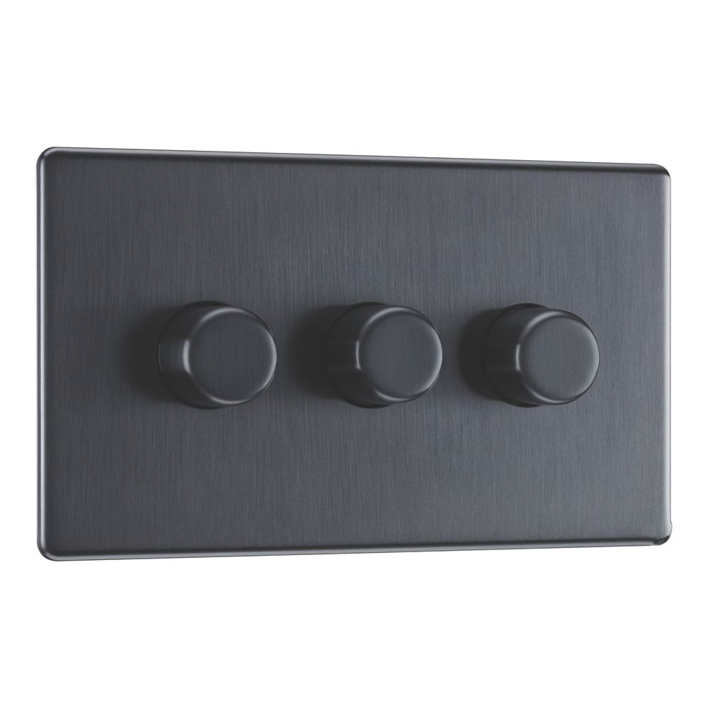 LAP 3-Gang 2-Way LED Dimmer Switch Black Nickel with Colour-Matched ...