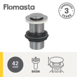 Flomasta Unslotted Pop Up Basin Waste Chrome-Plated Brass 32mm - Screwfix