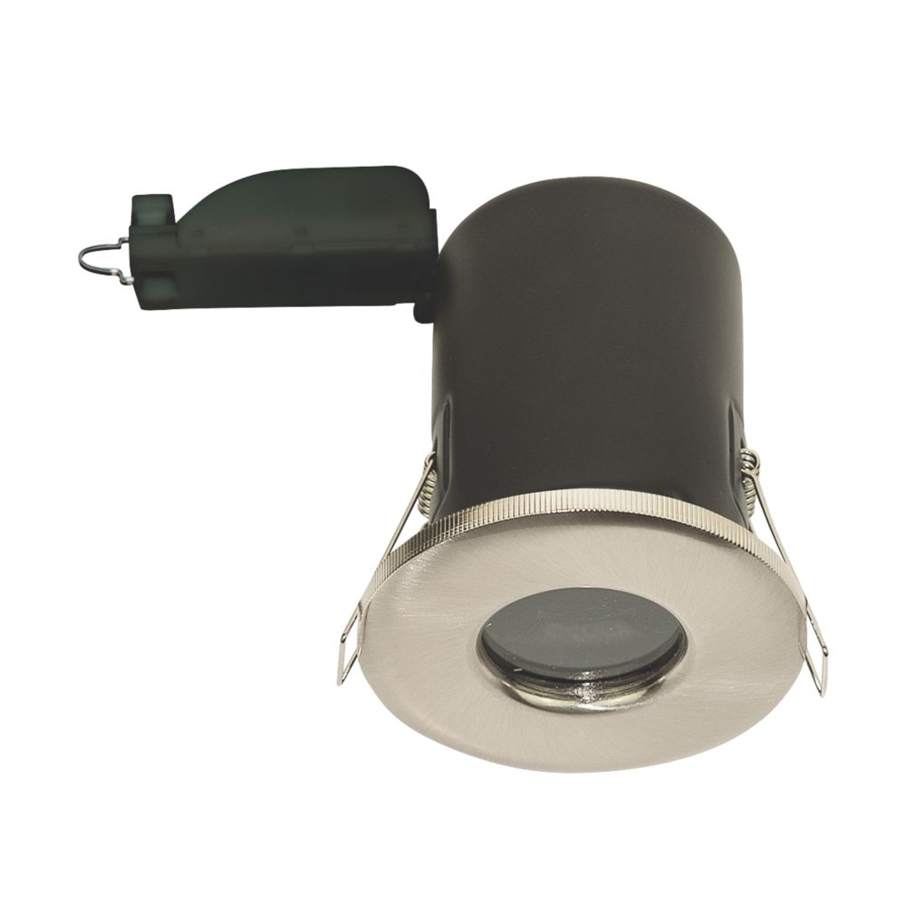 LAP Fixed Fire Rated Downlight Brushed Steel | Downlights | Screwfix.com