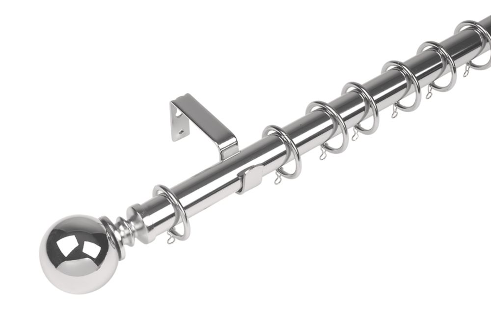 Cooke & Lewis Polished Chrome Curtain Pole Set 28mm x 1.8 - 3.2m - Screwfix