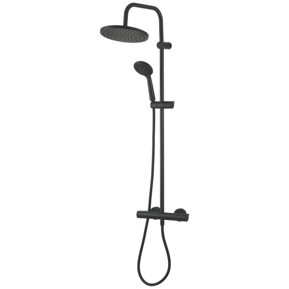 Swirl Rear-Fed Exposed Black Thermostatic Concentric Mixer Shower with ...