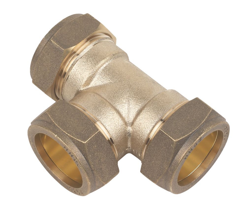 Flomasta Brass Compression Equal Tee 28mm - Screwfix