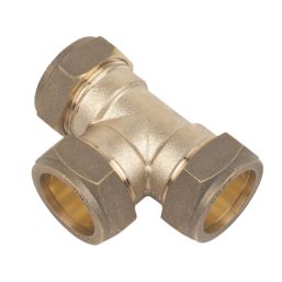 Flomasta Brass Compression Equal Tee 28mm - Screwfix