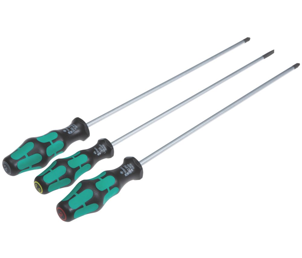 Wera Kraftform Plus Mixed Long Reach Screwdriver Set 3 Pieces - Screwfix