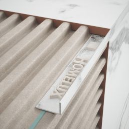 Homelux 9mm Straight Aluminium Tile Trim White Marble 2.5m - Screwfix